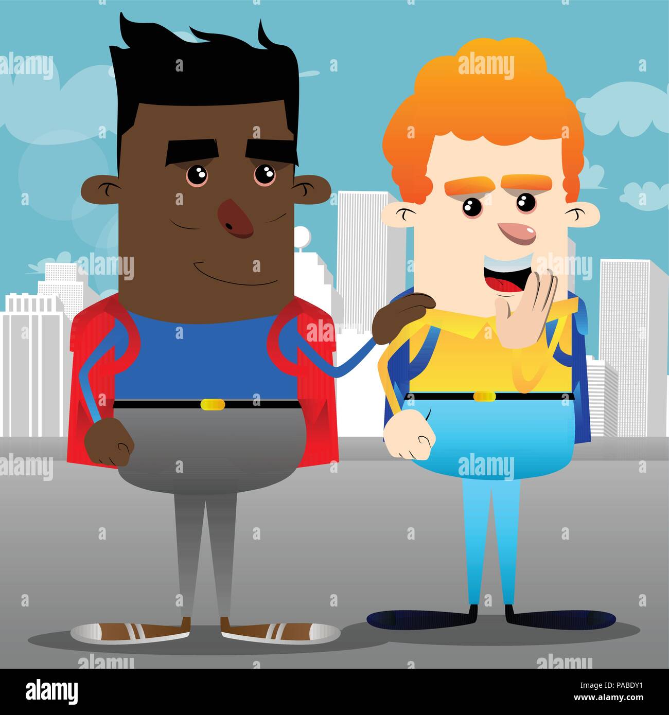 Schoolboy comforting another. Vector cartoon character illustration ...