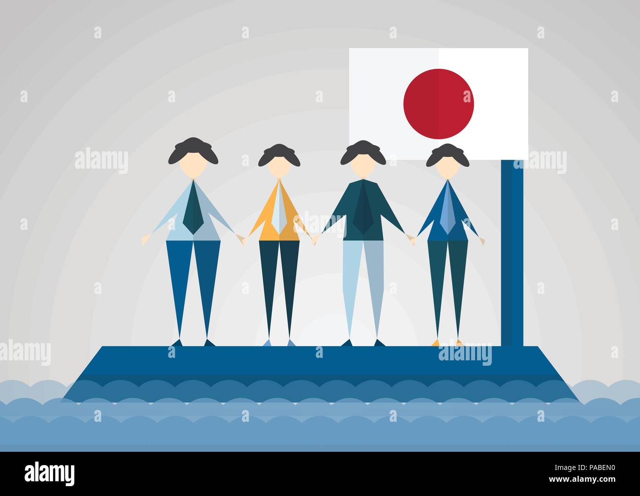 Vector illustration in concept of flood at Japan country. Pray for ...