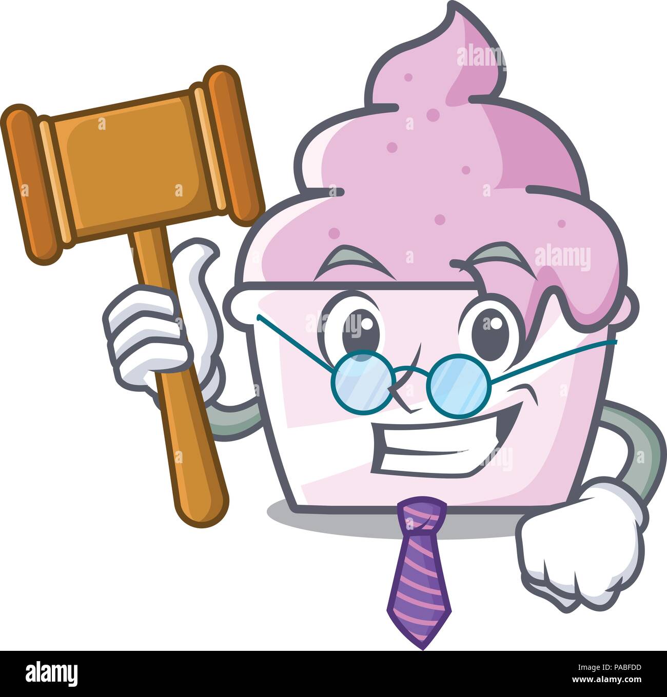 Judge ice cream paper cup mascot cartoon vector illustration Stock ...