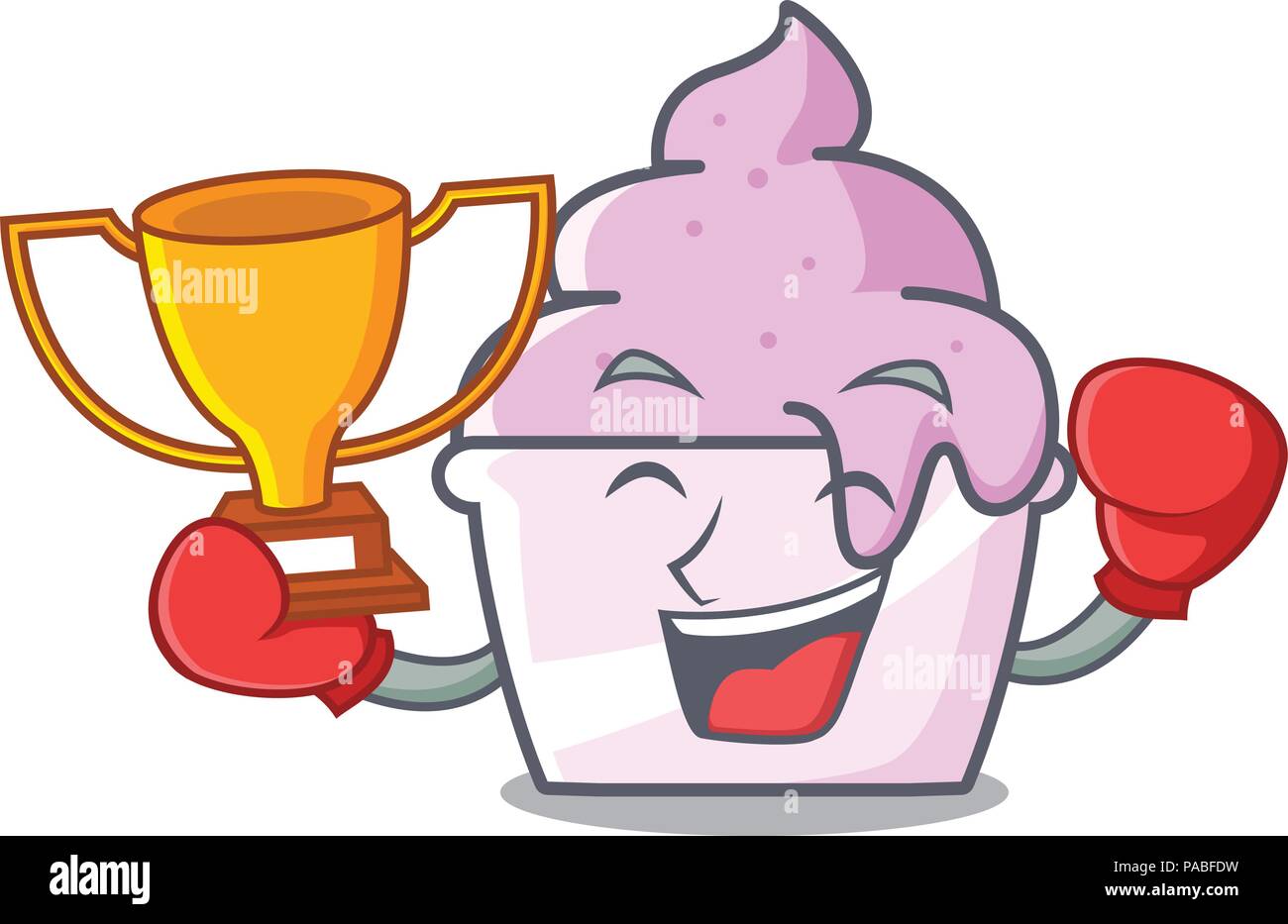 Boxing winner ice cream paper cup mascot cartoon vector illustration ...