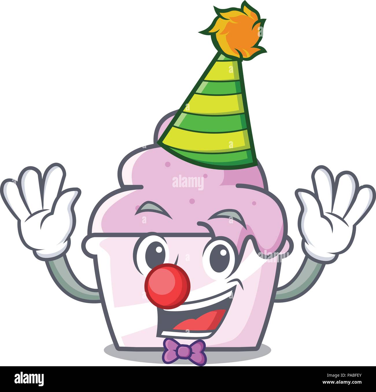 Clown ice cream paper cup mascot cartoon vector illustration Stock ...