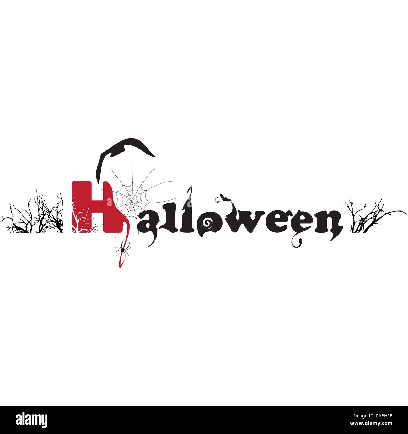 Halloween text isolated on White background. Vector illustration Stock ...