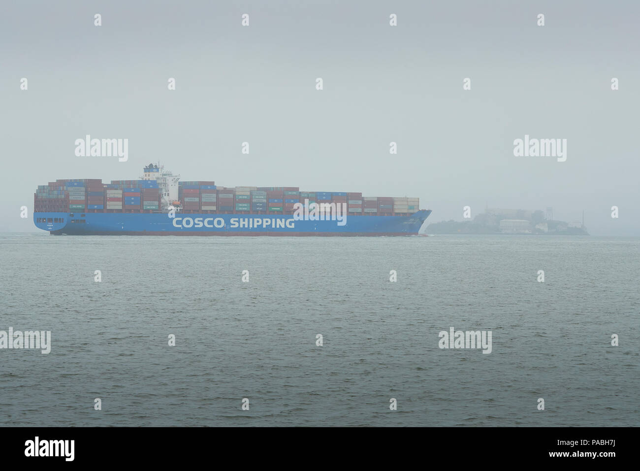 COSCO SHIPPING Container Ship, CSCL BOHAI SEA Approaches Alcatraz As ...