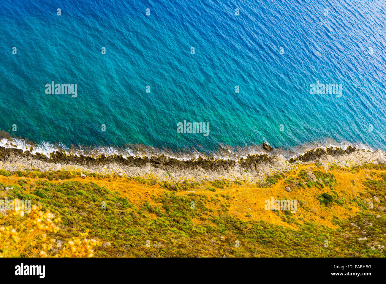 Aerial view of a rocky shoreline Stock Photo - Alamy
