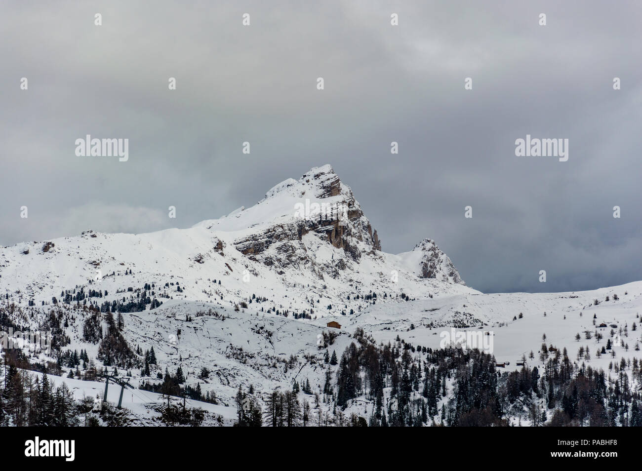 Beautiful view of the Dolomites mountains around Corvara. Alta Badia is ...