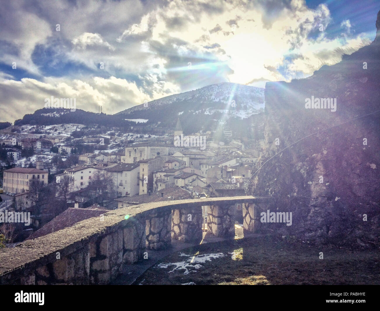 Beautiful view in the medieval village of Pescocostanzo in the Abruzzi ...