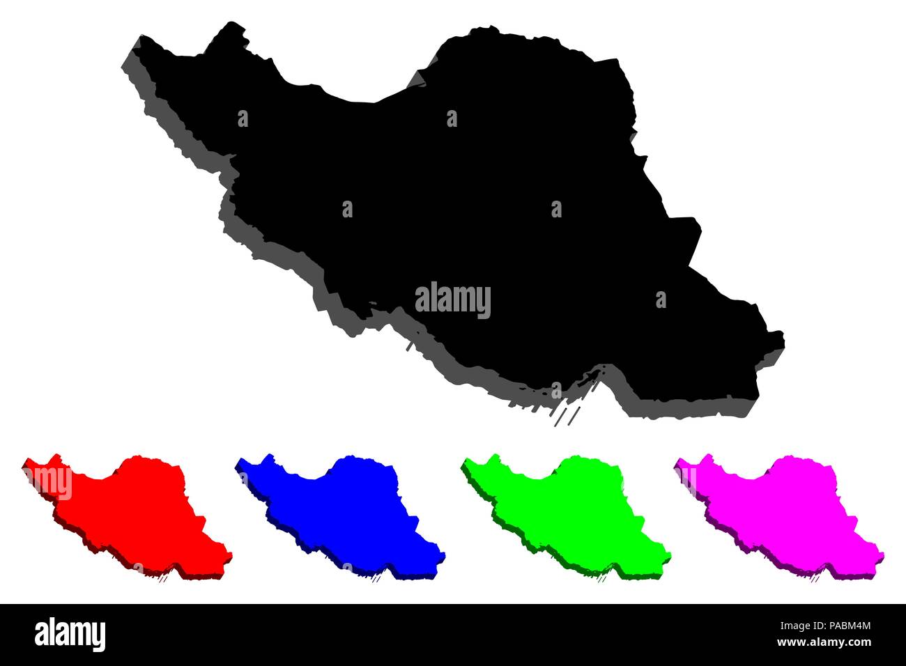 3d Map Of Iran Islamic Republic Of Iran Persia Black Red Purple