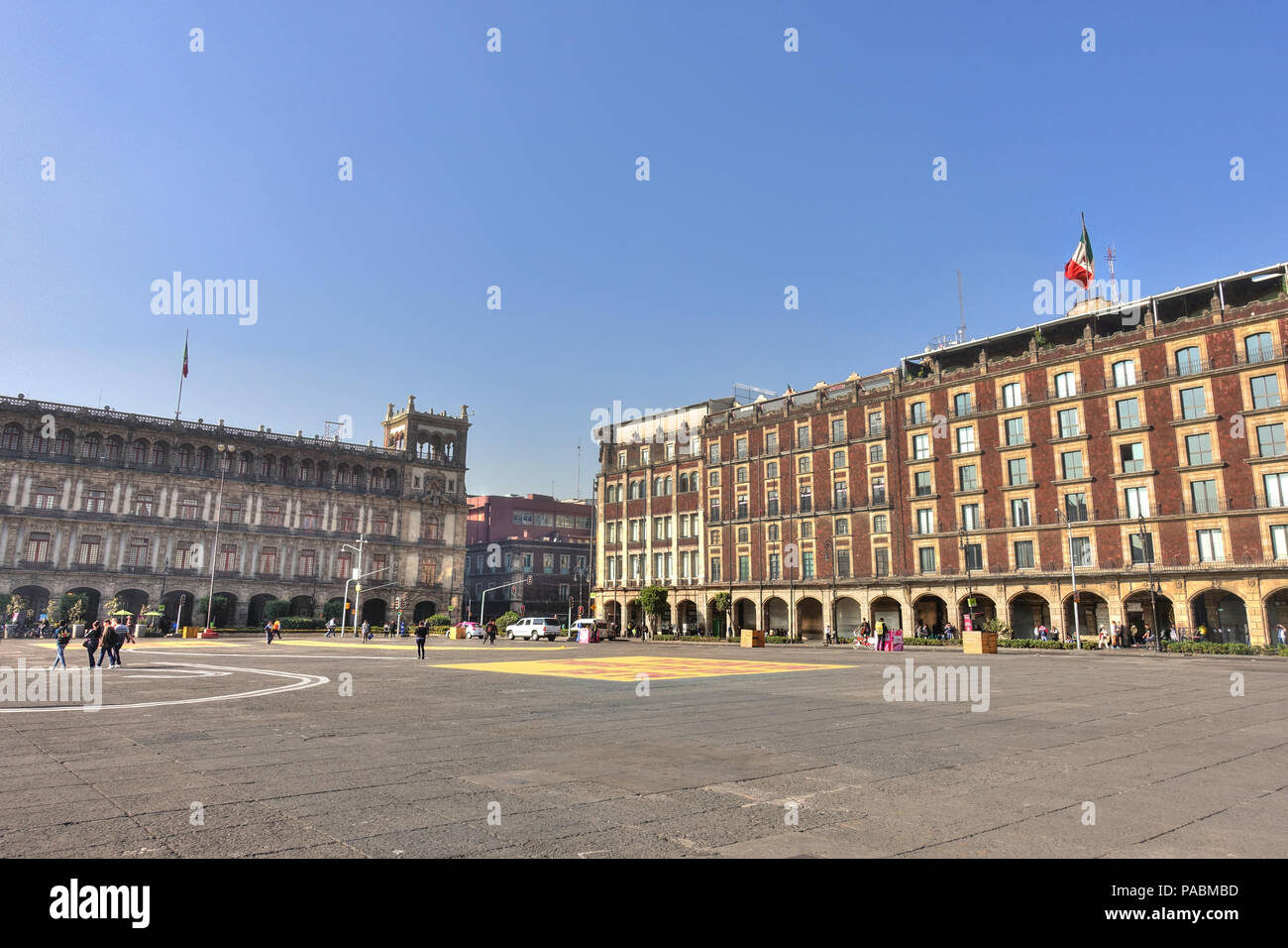 Mexican flag zocalo cathedral mexico city mexico hi-res stock ...