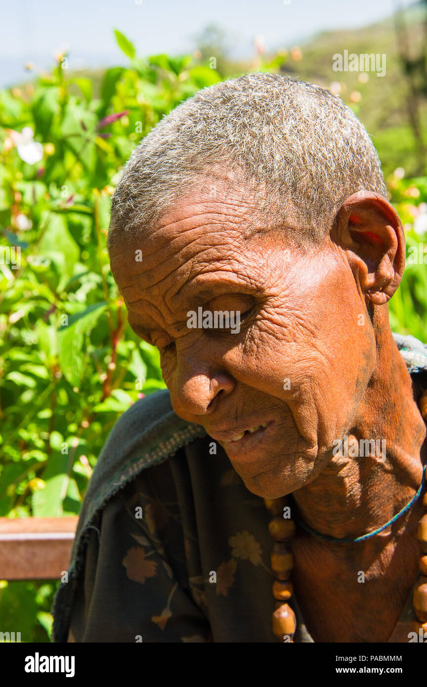 AKSUM, ETHIOPIA - SEP 28, 2011: Portrait of an unidentified Ethiopian ...