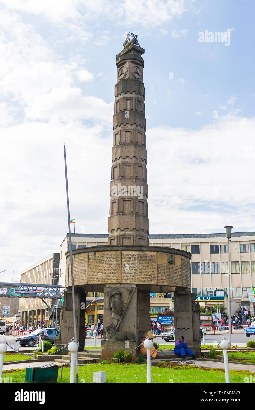 ADDIS ABABA, ETHIOPIA - SEP 29, 2011: Monument on the Meyazia 27 Square ...