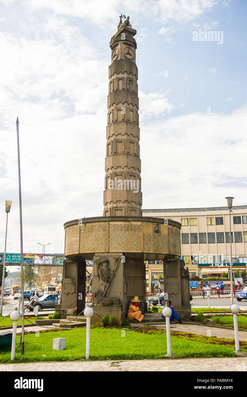 ADDIS ABABA, ETHIOPIA - SEP 29, 2011: Monument on the Meyazia 27 Square ...