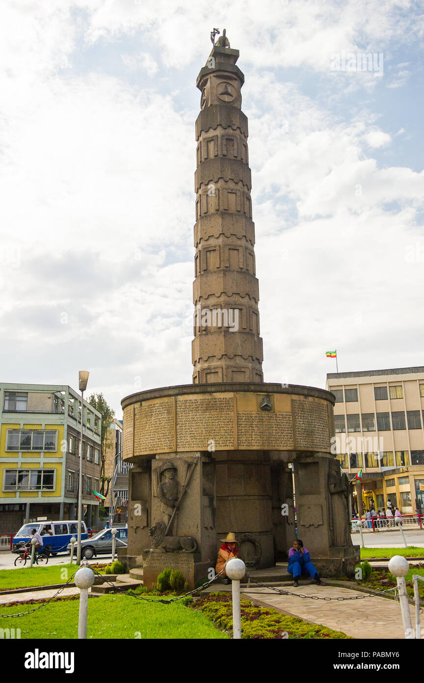 ADDIS ABABA, ETHIOPIA - SEP 29, 2011: Monument on the Meyazia 27 Square ...