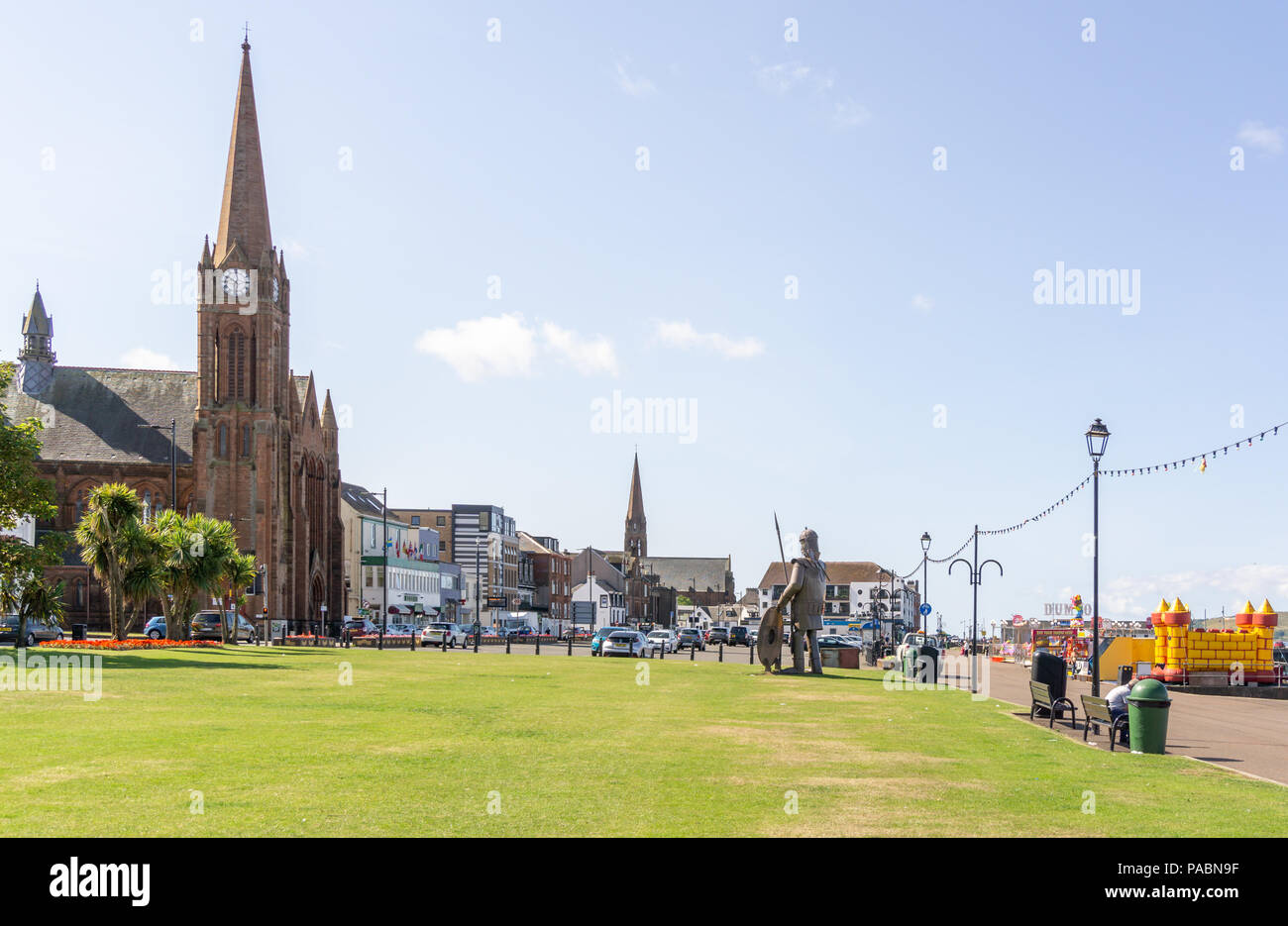 Largs, Scotland, UK - July 19, 2018: Looking along Gallowgate street ...