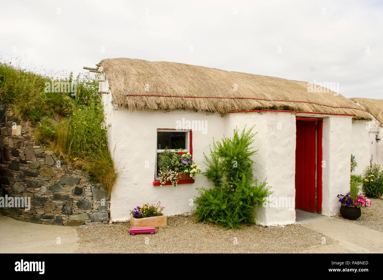 Irish thatched cottage Donegal Ireland Europe Stock Photo - Alamy