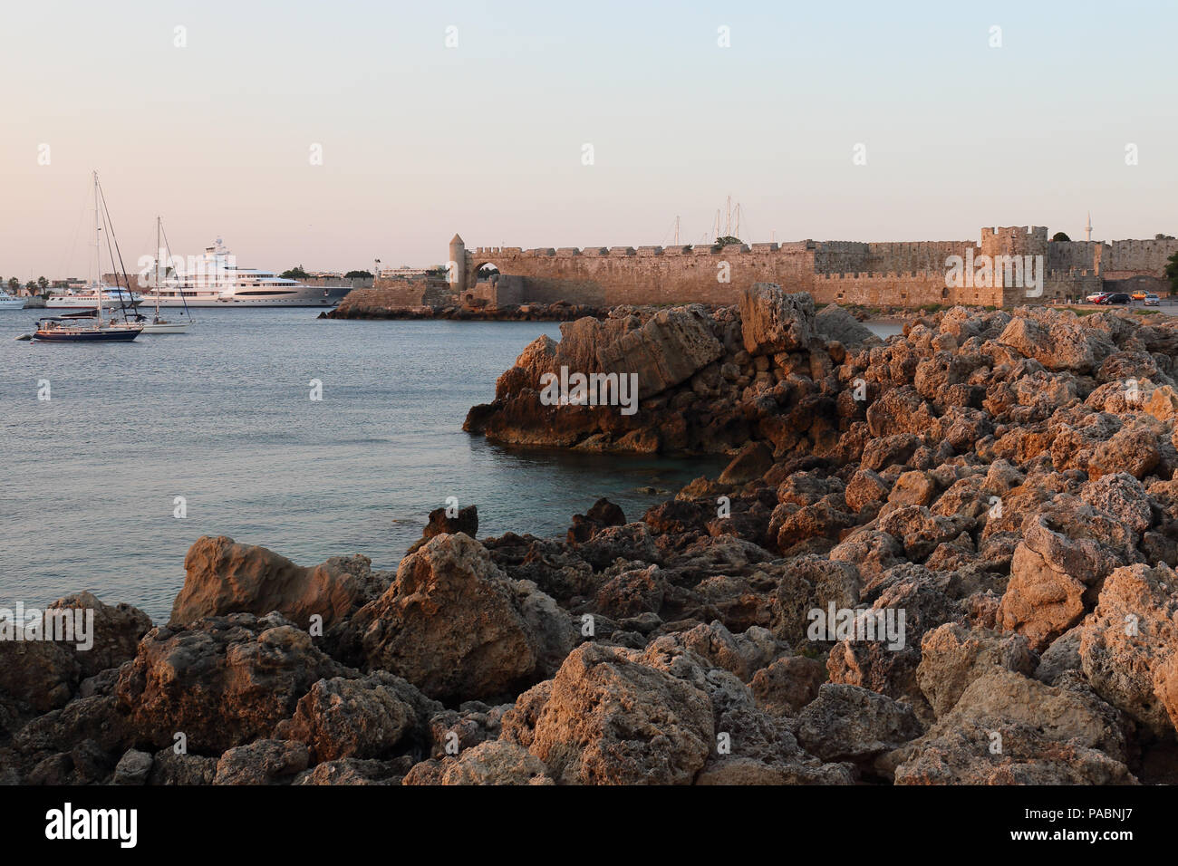 Mandraki harbour in rhodes town hi-res stock photography and images - Alamy