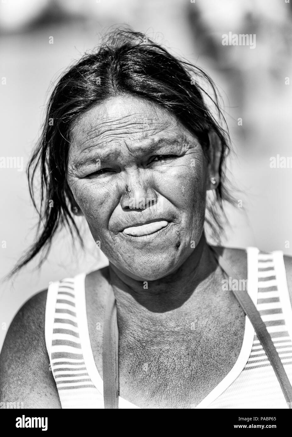 SAN JOSE, COSTA RICA - JAN 6, 2012: Unidentified Costa Rican woman ...