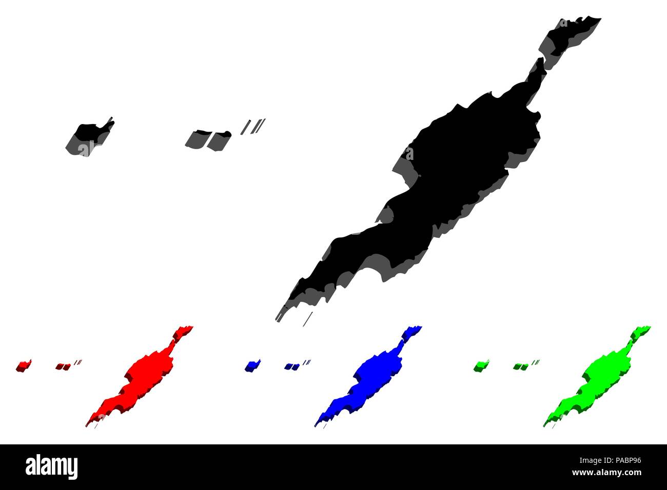 3D map of Anguilla (island of British Overseas Territory) - black, red ...