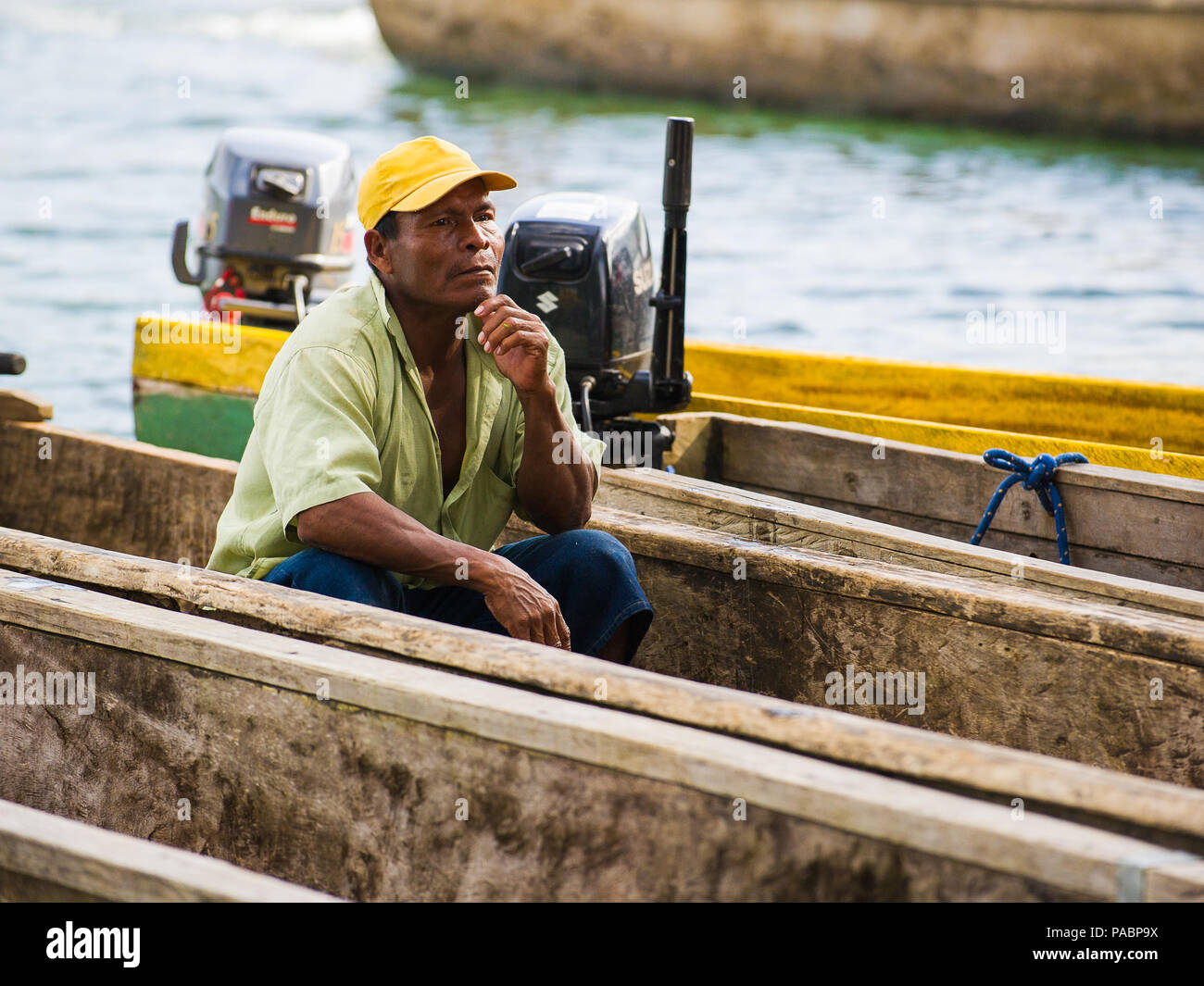 EMBERA VILLAGE, PANAMA, JANUARY 9, 2012: Unidentified Panamanaian ...
