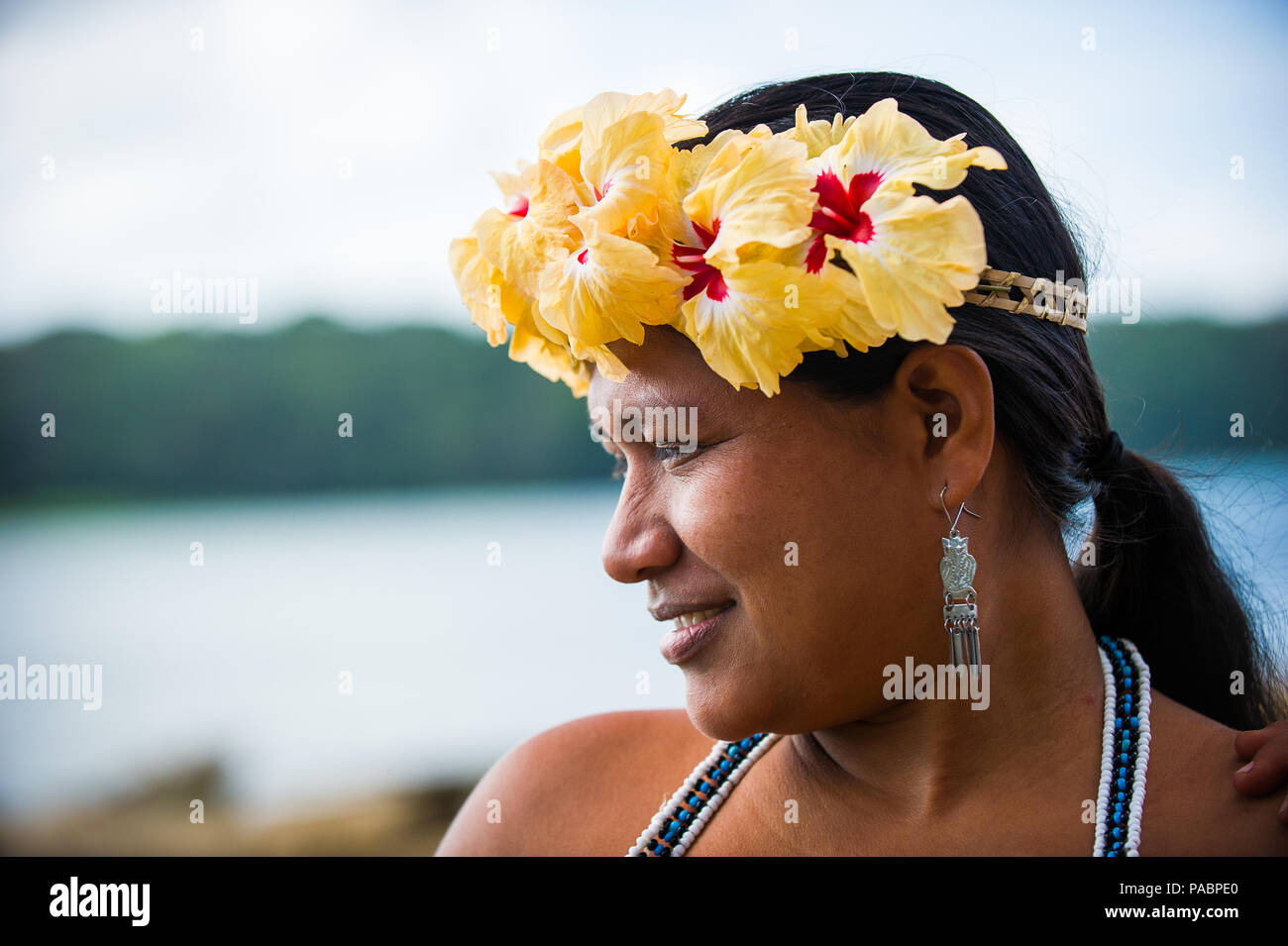 EMBERA VILLAGE, PANAMA, JANUARY 9, 2012: Portrait of an unidentified ...