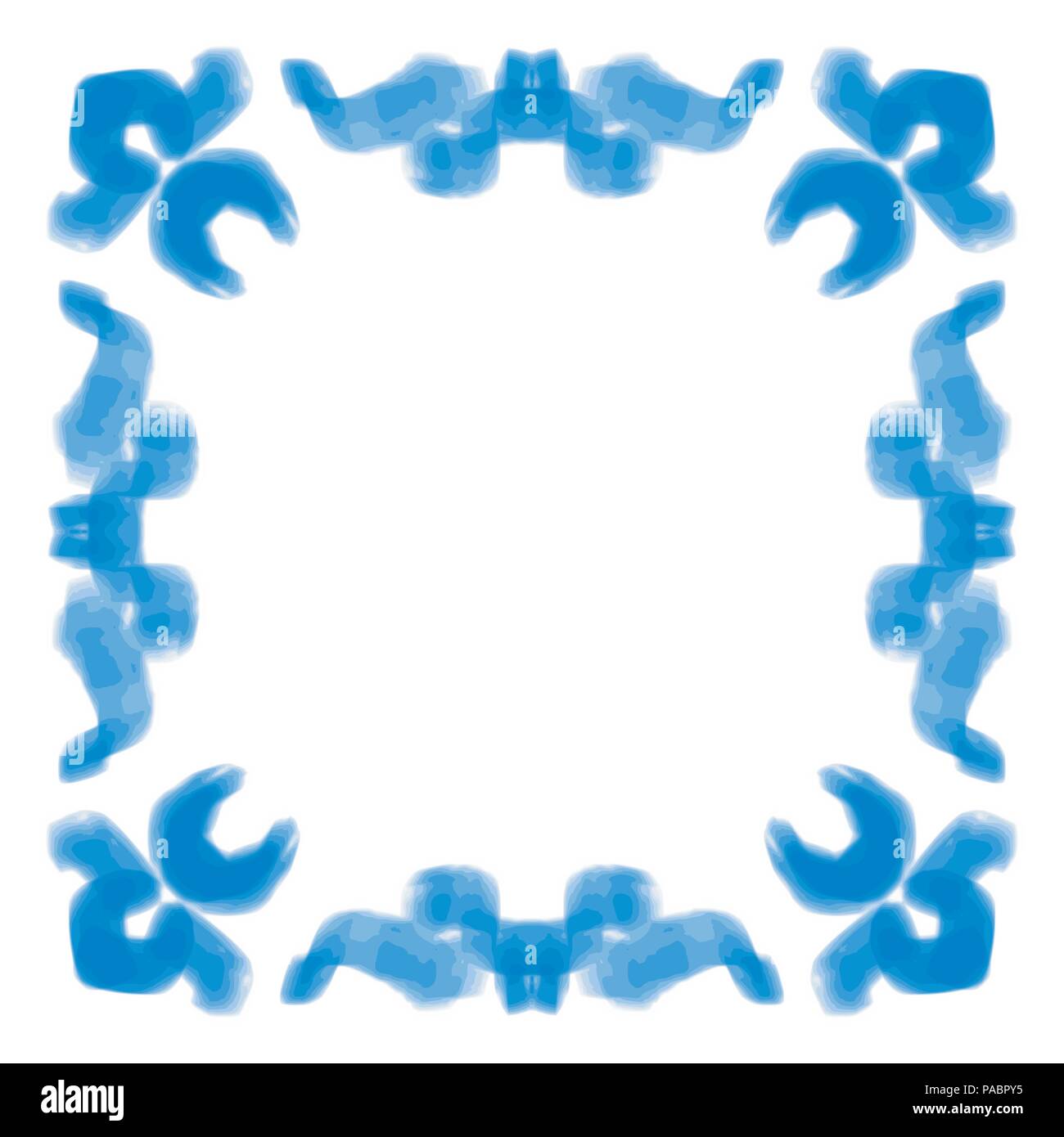 blue watercolor frame border mirror pattern, vector illustration Stock ...