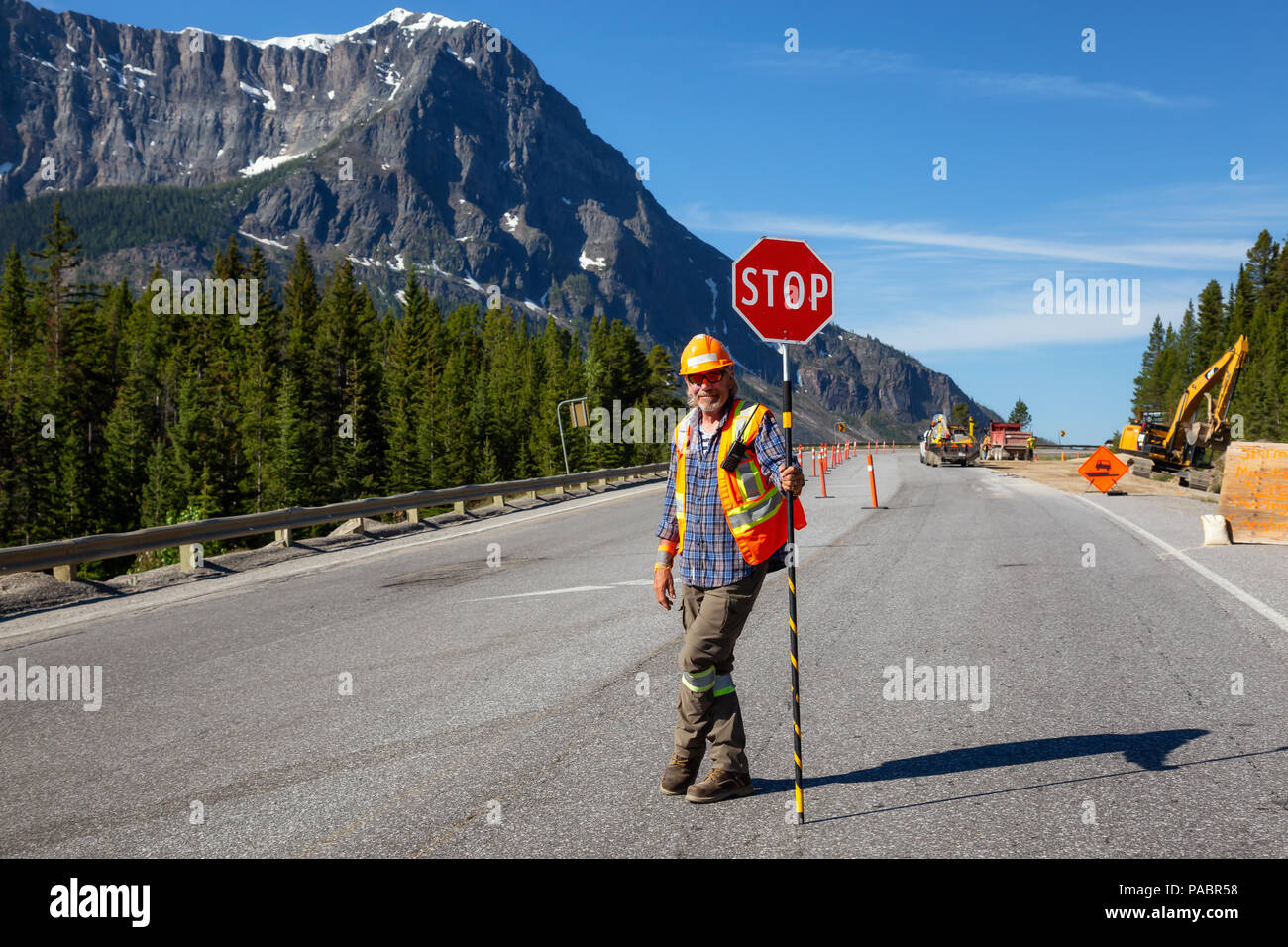 Banff National Park, Alberta, Canada - June 20, 2018: Traffic Control ...