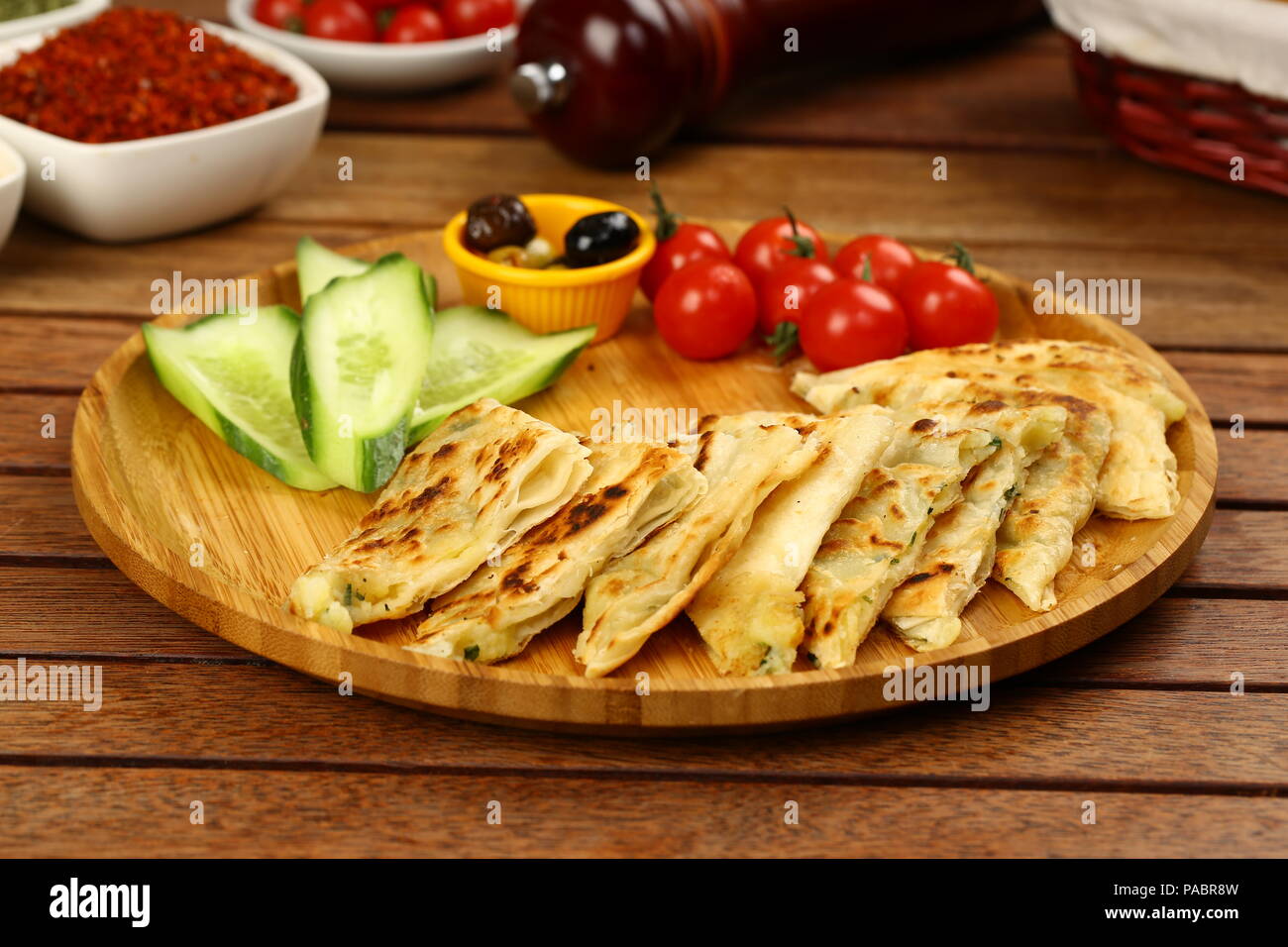 Turkish Traditional Slices of Gozleme / Pancake Stock Photo - Alamy