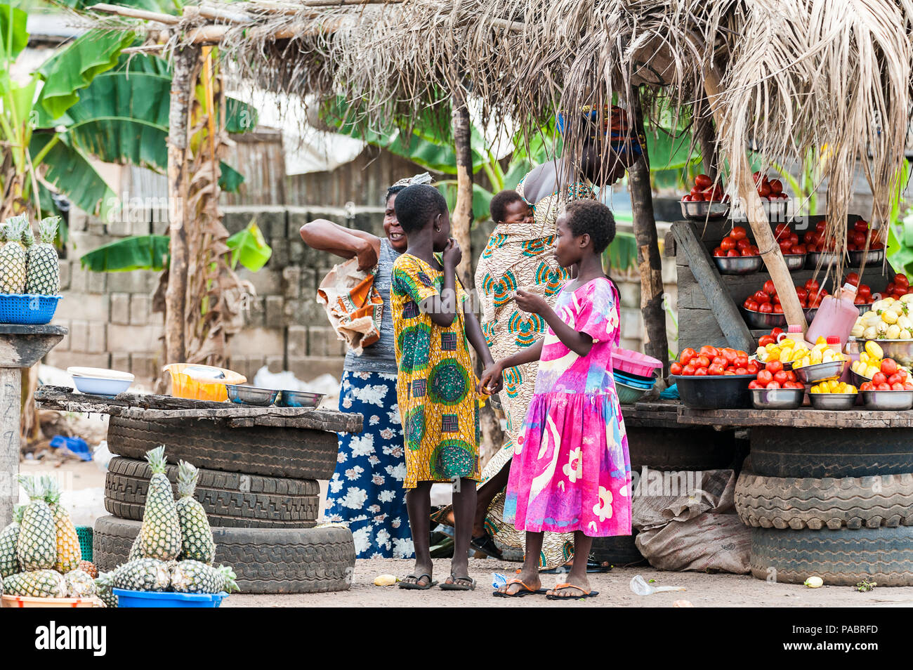 ACCRA, GHANA - MARCH 2, 2012: Unidentified Ghanaian two girls at the ...