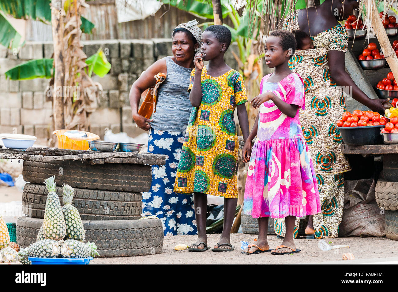 ACCRA, GHANA - MARCH 2, 2012: Unidentified Ghanaian two girls at the ...