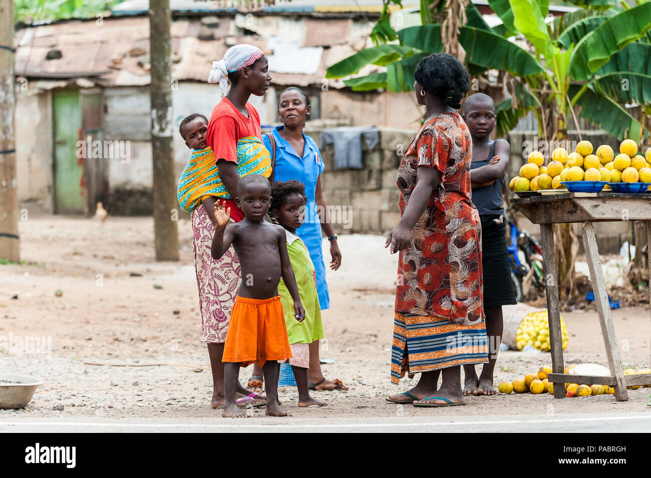ACCRA, GHANA - MARCH 2, 2012: Unidentified Ghanaian women with their ...