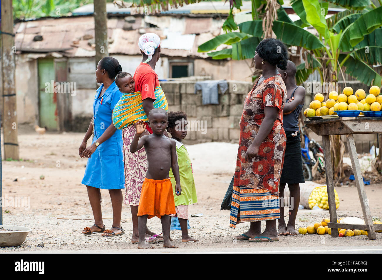 ACCRA, GHANA - MARCH 2, 2012: Unidentified Ghanaian women with their ...