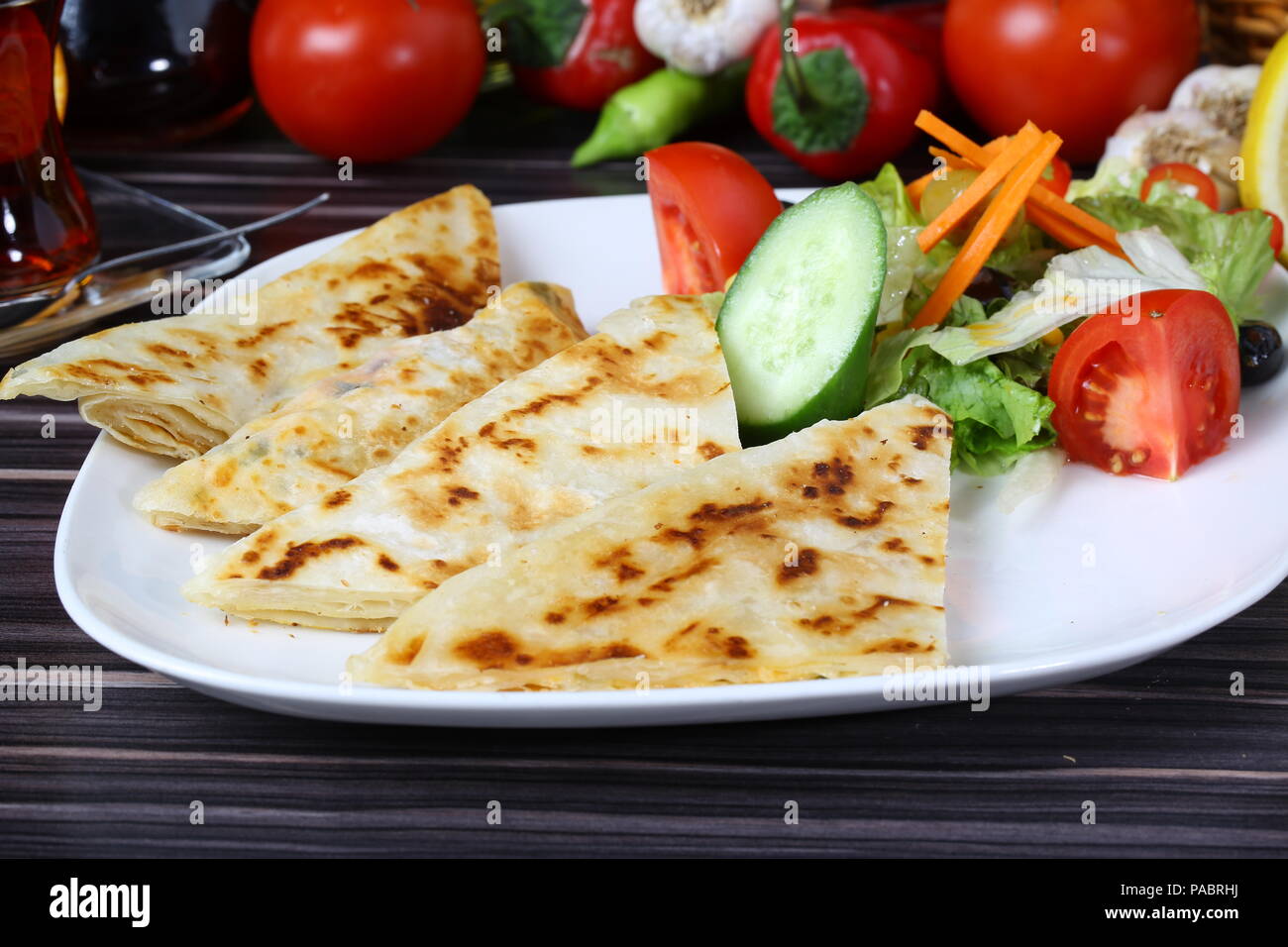 Turkish Traditional Slices of Gozleme / Pancake Stock Photo - Alamy