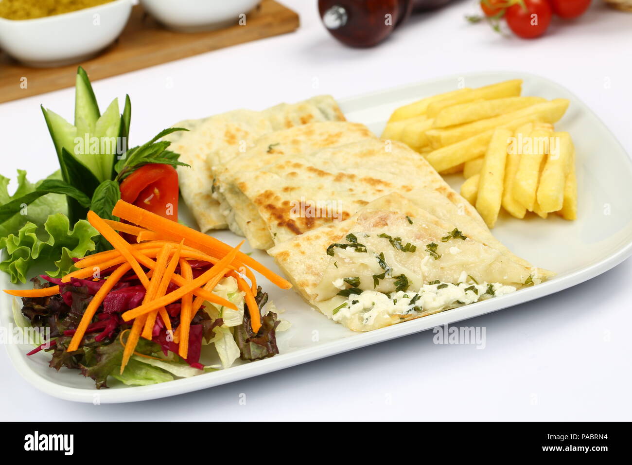 Turkish Traditional Slices of Gozleme / Pancake Stock Photo - Alamy