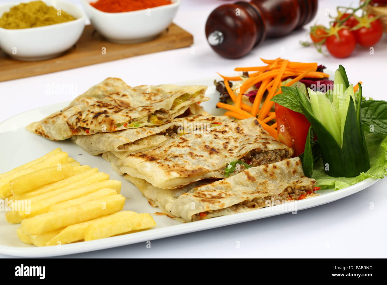 Turkish Traditional Slices of Gozleme / Pancake Stock Photo - Alamy