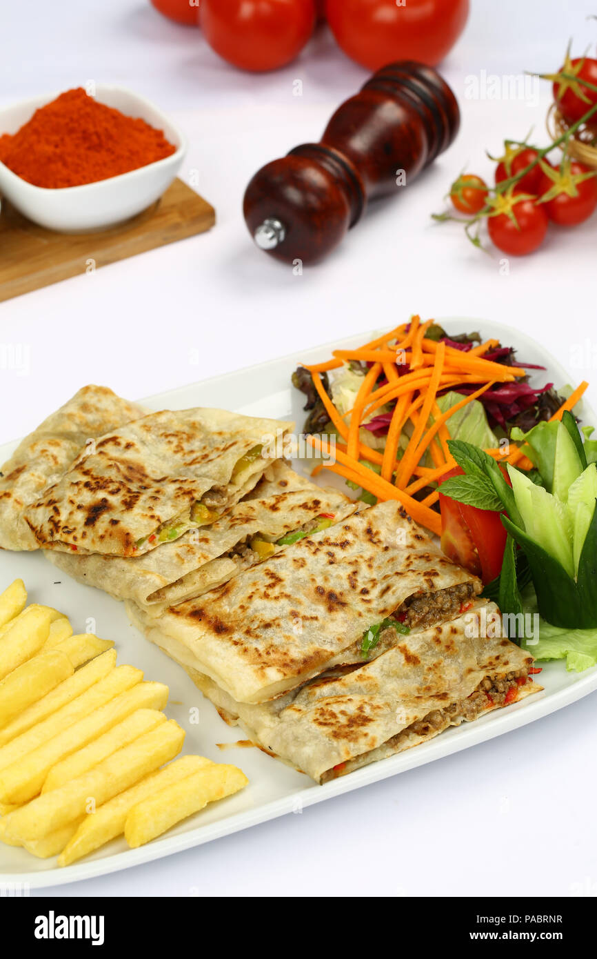 Turkish Traditional Slices of Gozleme / Pancake Stock Photo - Alamy