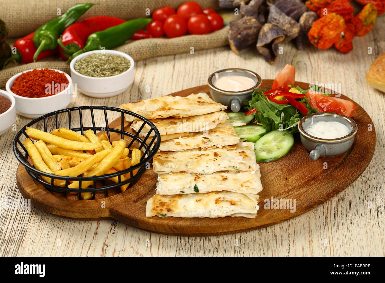 Turkish Traditional Slices of Gozleme / Pancake Stock Photo - Alamy