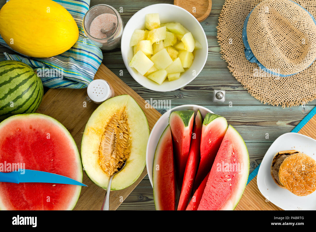 Picnic table full of fruit hi-res stock photography and images - Alamy
