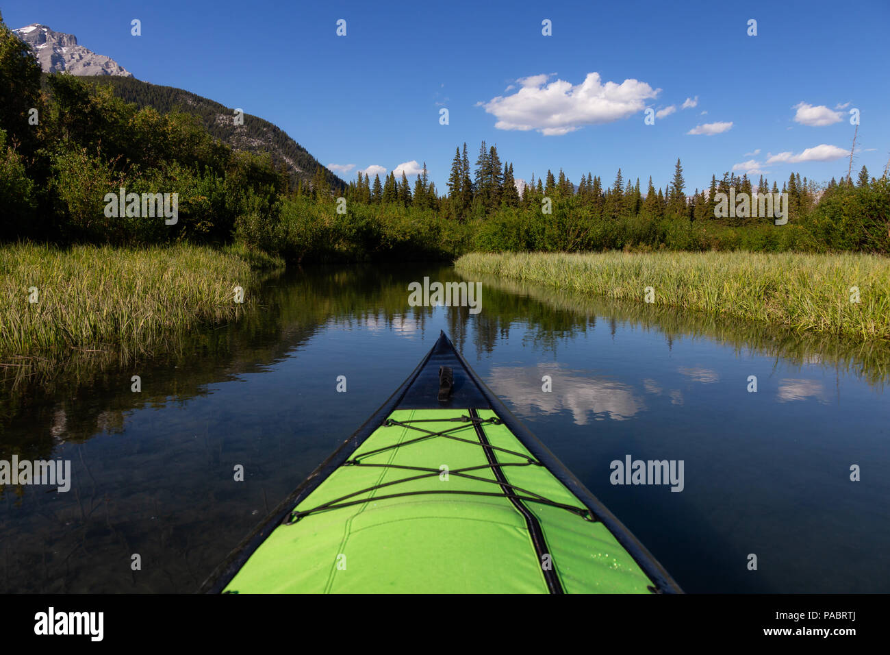 Kayaking in a beautiful lake surrounded by the Canadian Nature ...