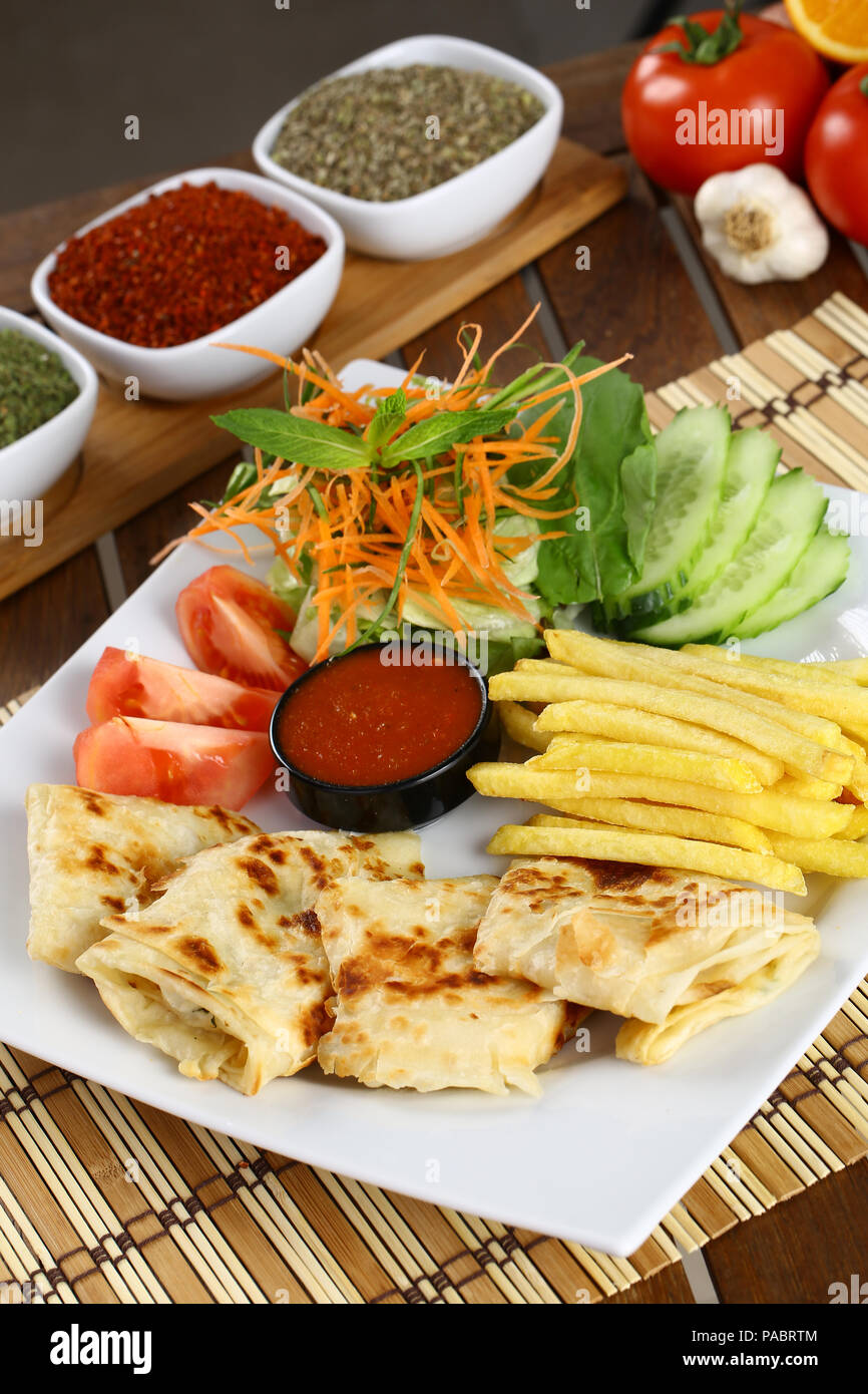 Turkish Traditional Slices of Gozleme / Pancake Stock Photo - Alamy