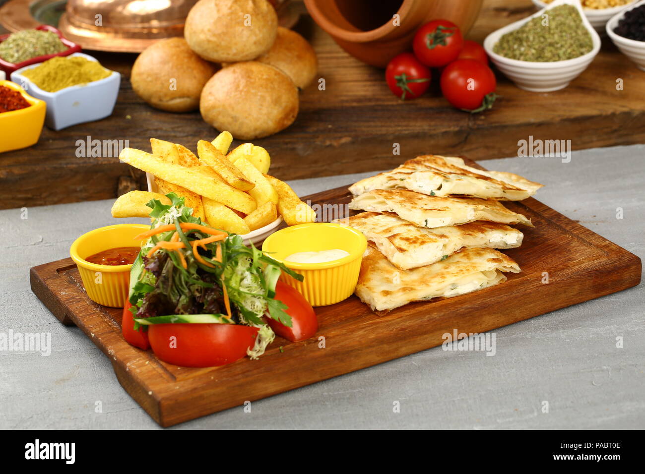 Turkish Traditional Slices of Gozleme / Pancake Stock Photo - Alamy