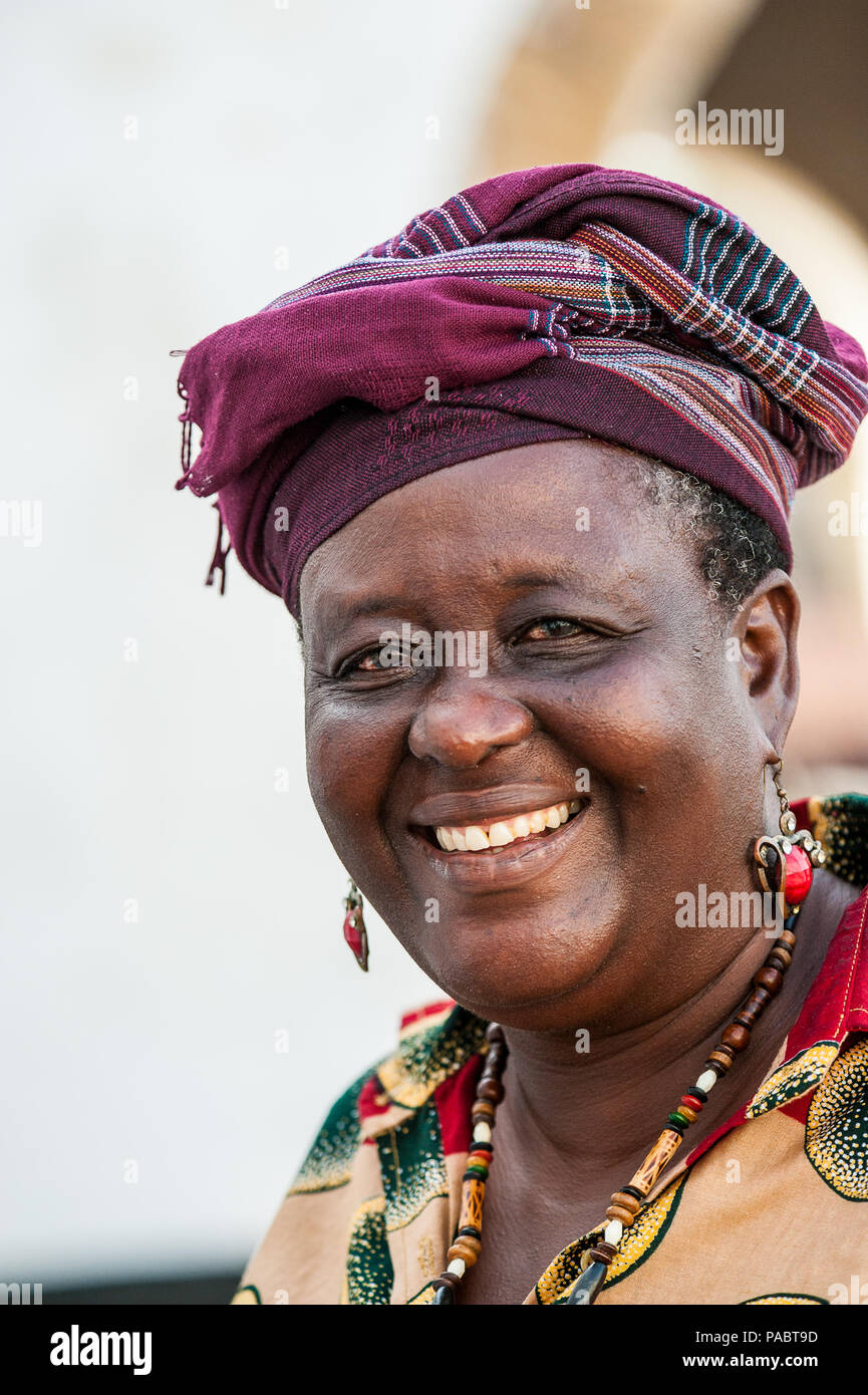ACCRA, GHANA - MARCH 2, 2012: Unidentified Ghanaian woman smiles ...