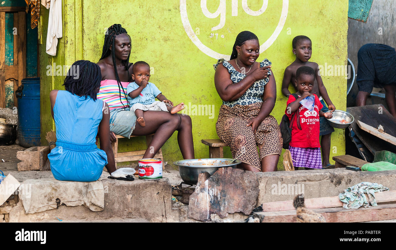 ACCRA, GHANA - MARCH 3, 2012: Unidentified Ghanaian women and their ...