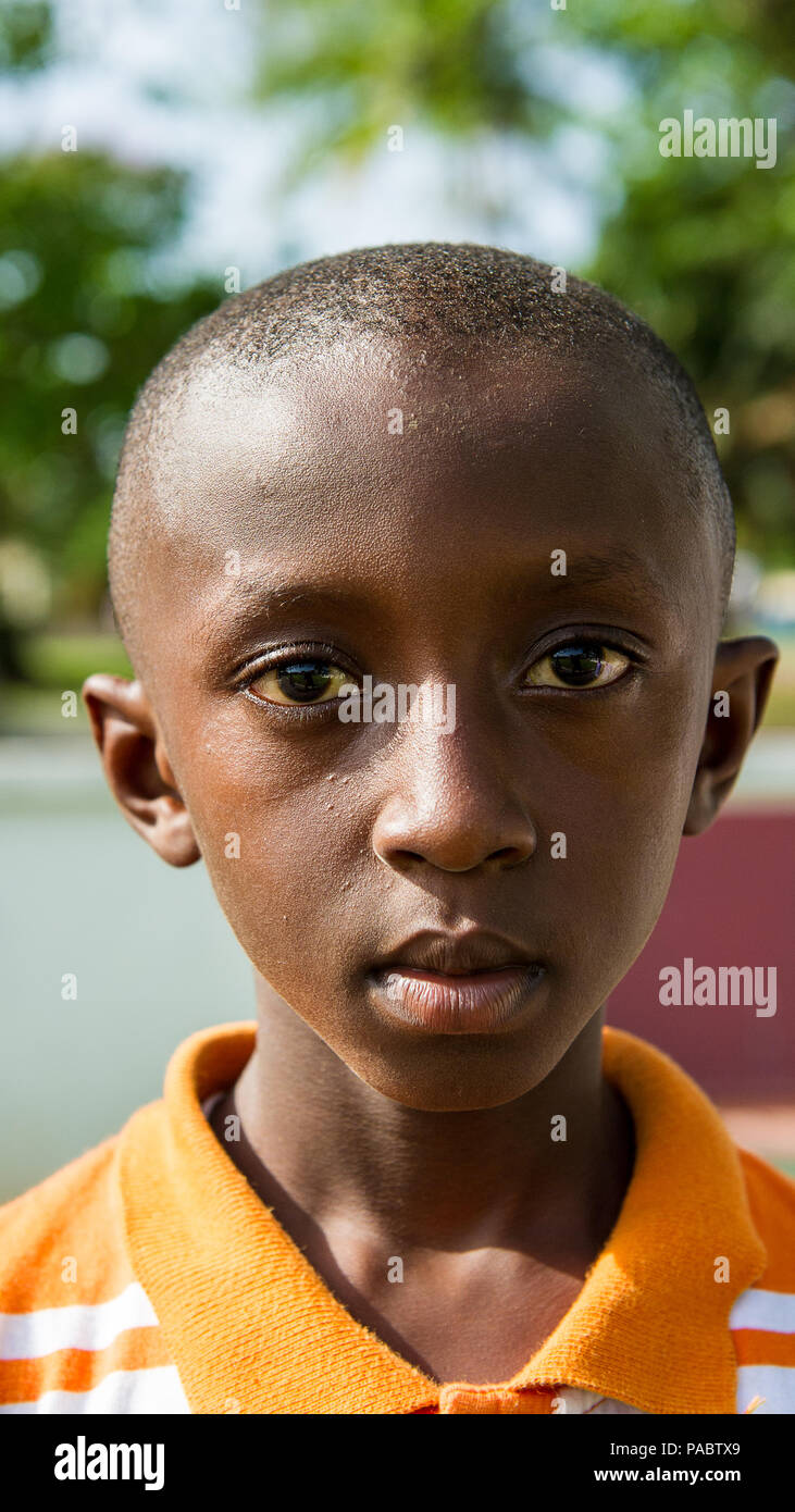 ACCRA, GHANA - MARCH 4, 2012: Unidentified Ghanaian boy portrait in the ...