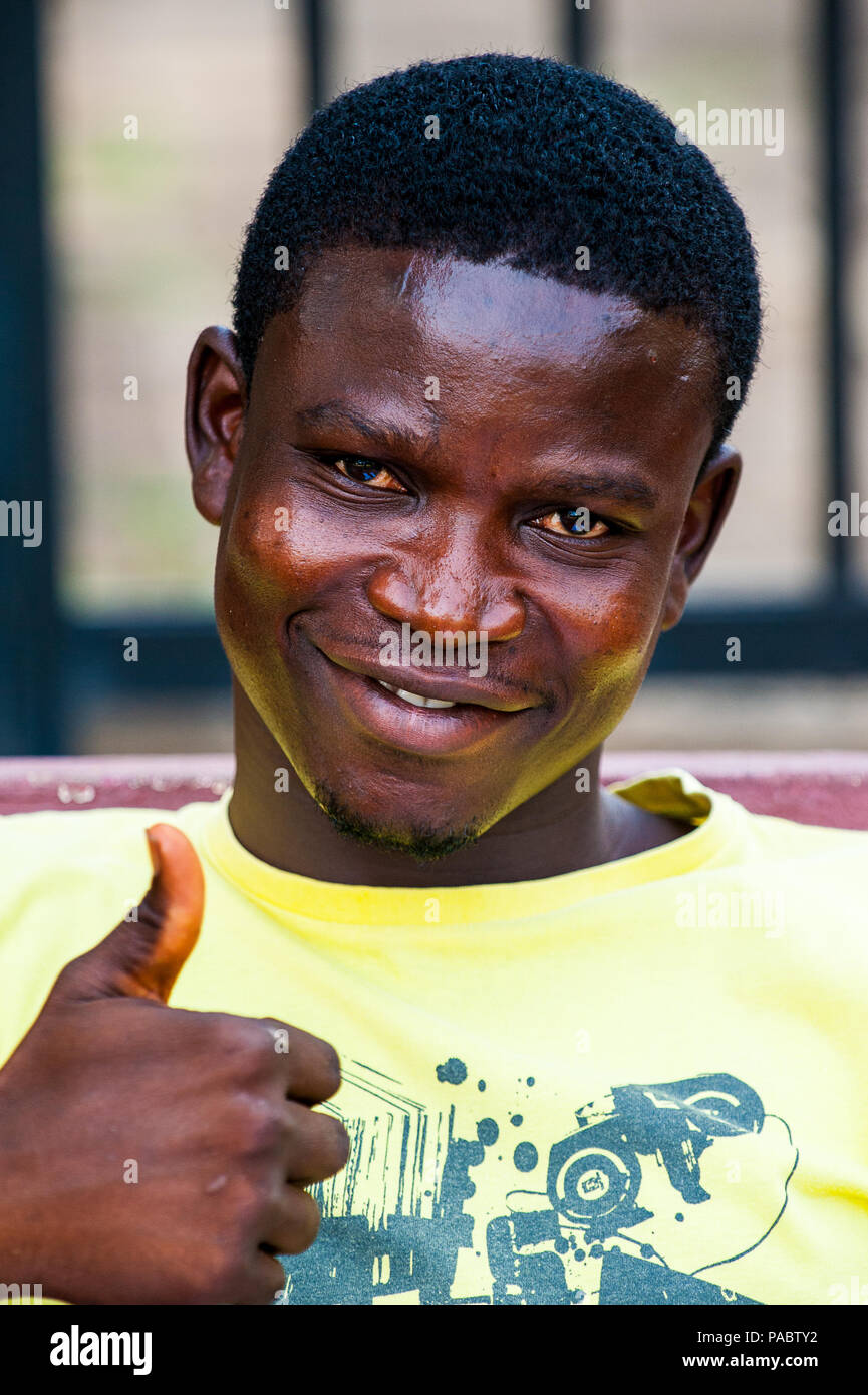 ACCRA, GHANA - MARCH 4, 2012: Unidentified Ghanaian man portrait in the ...