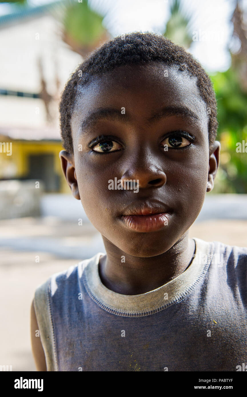 ACCRA, GHANA - MARCH 4, 2012: Unidentified Ghanaian boy portrait in the ...