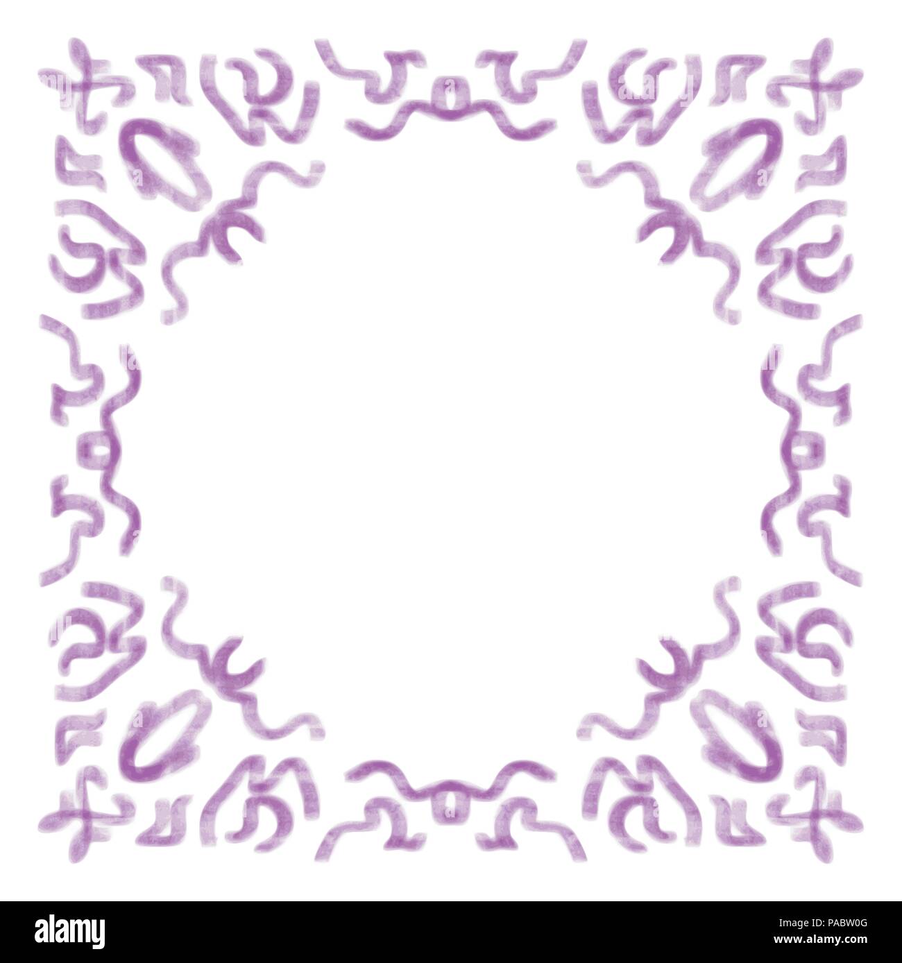purple watercolor frame border mirror pattern, vector illustration ...