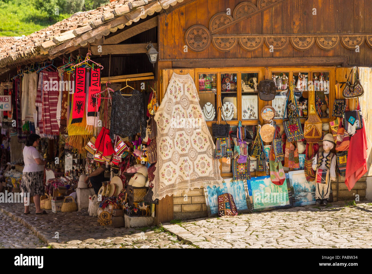 Kruja, Albania- June 24 2014:Traditional Ottoman market in Kruja, birth ...