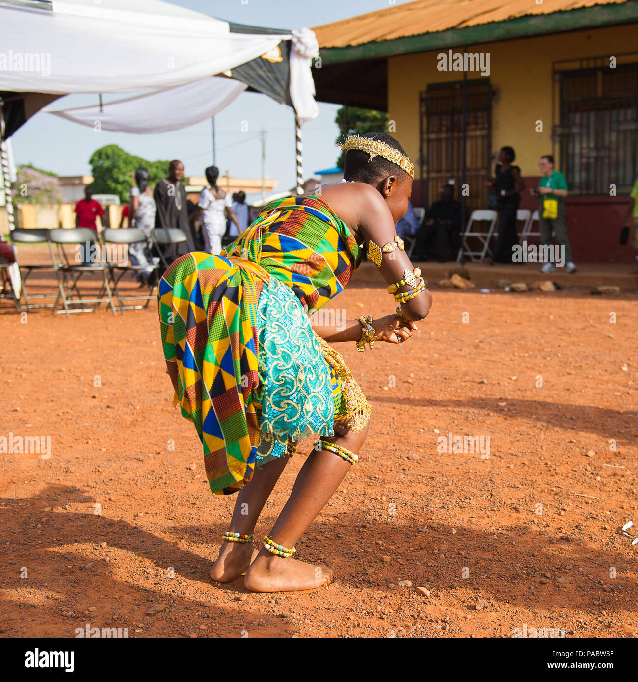 GHANA - MARCH 3, 2012: Unindentified Ghanaian girl in national colors ...