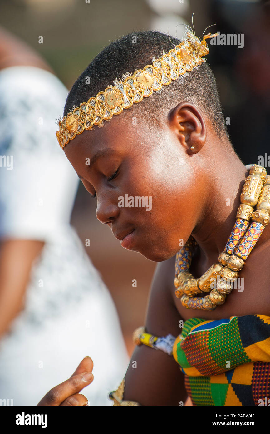 GHANA - MARCH 3, 2012: Portrait of a Ghanaian girl in national colors ...