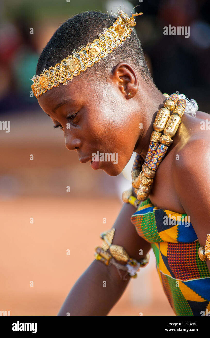 GHANA - MARCH 3, 2012: Portrait of a Ghanaian girl in national colors ...