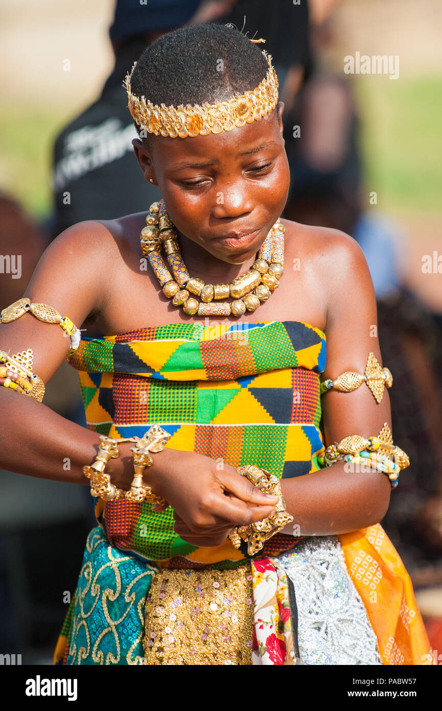 GHANA - MARCH 3, 2012: Portrait of a Ghanaian girl in national colors ...